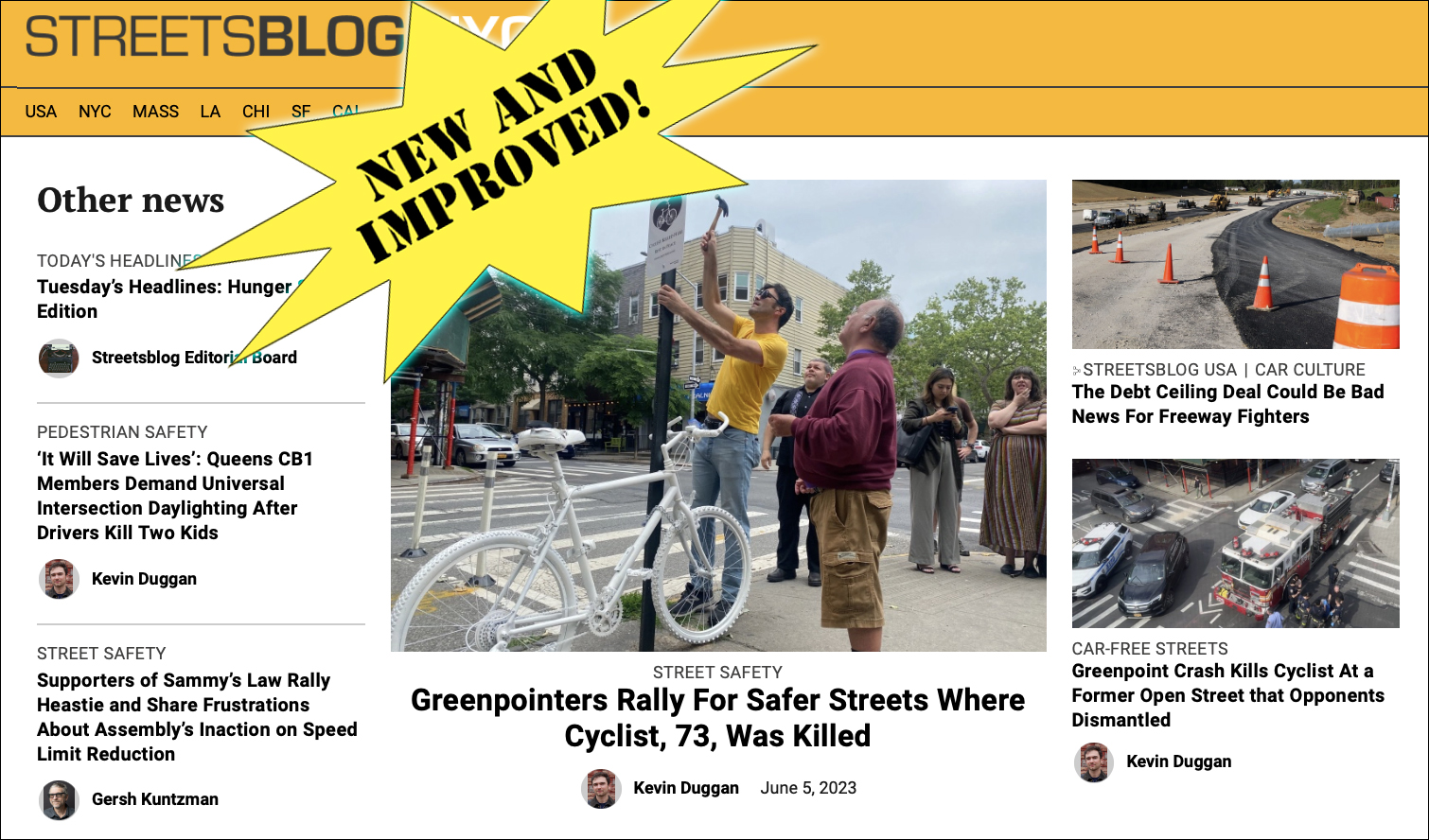 Welcome to Streetsblog's New Website! - Streetsblog New York City